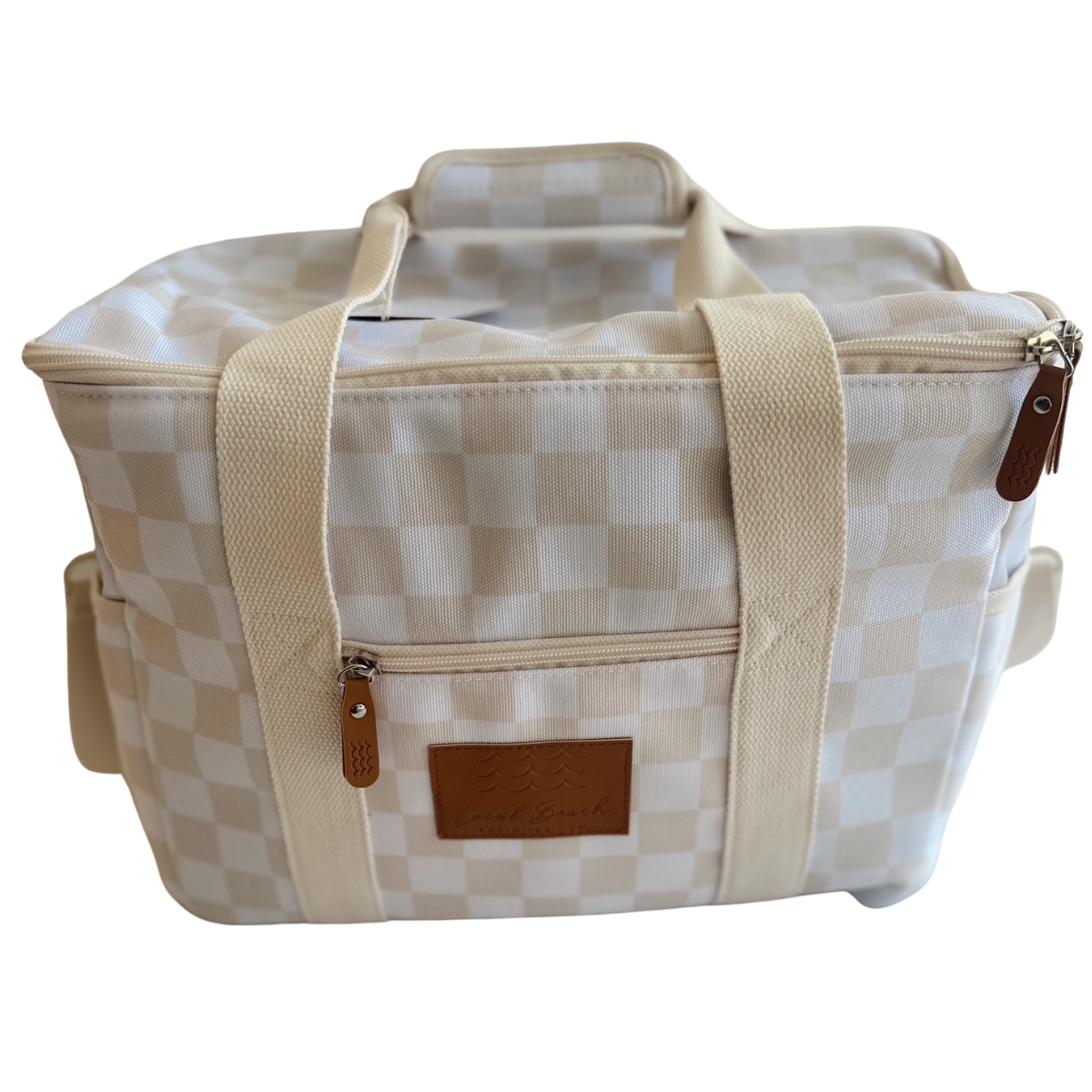 Packable Canvas Checker Cooler Bag Sand – LocalBeach